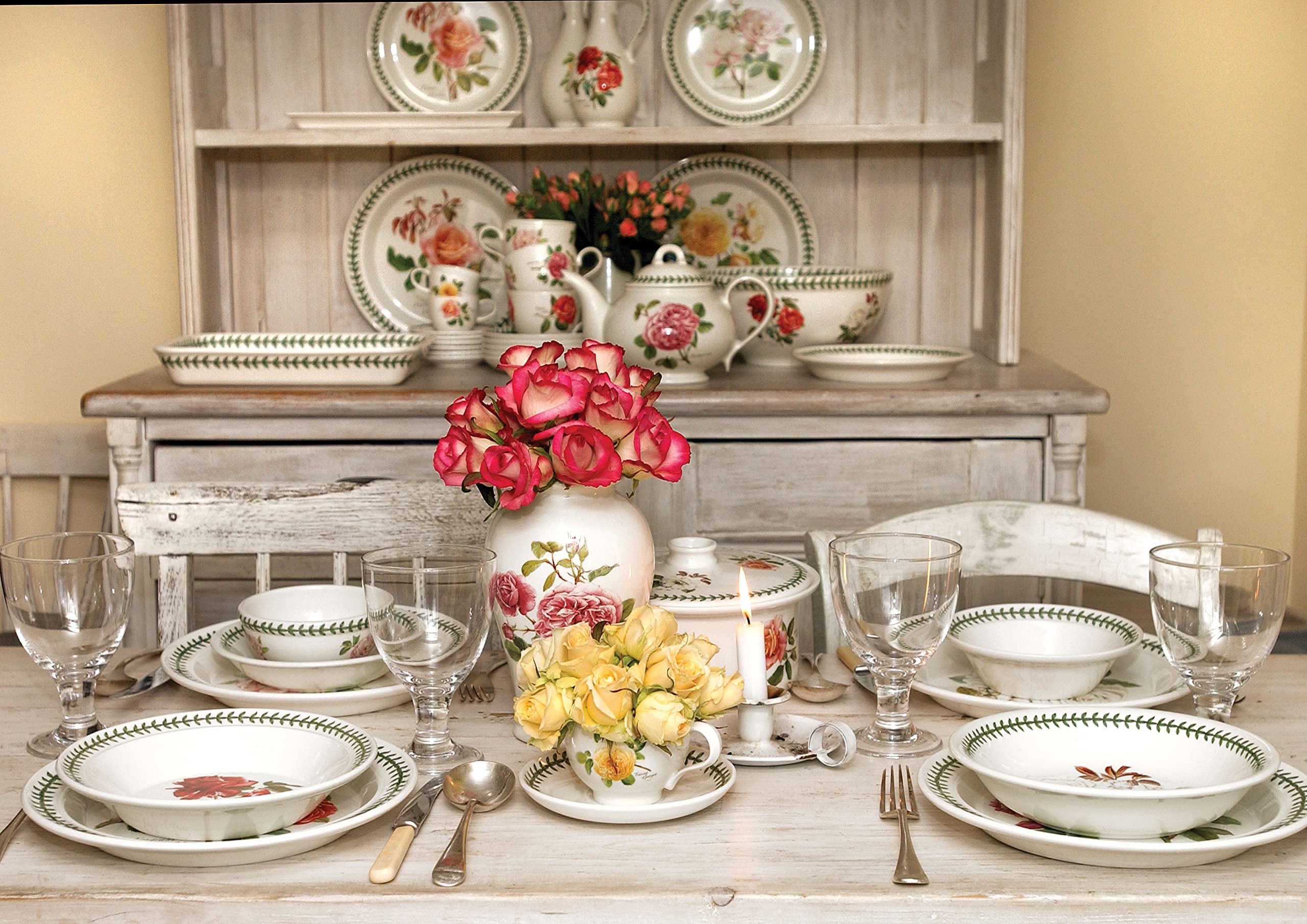 Portmeirion Botanic Roses 5-Inch Bowl with Fragrant Cloud Motif, Dishwasher, Microwave, and Warm Oven Safe, Ceramic bowls for Dessert, Ice Cream, and Oatmea