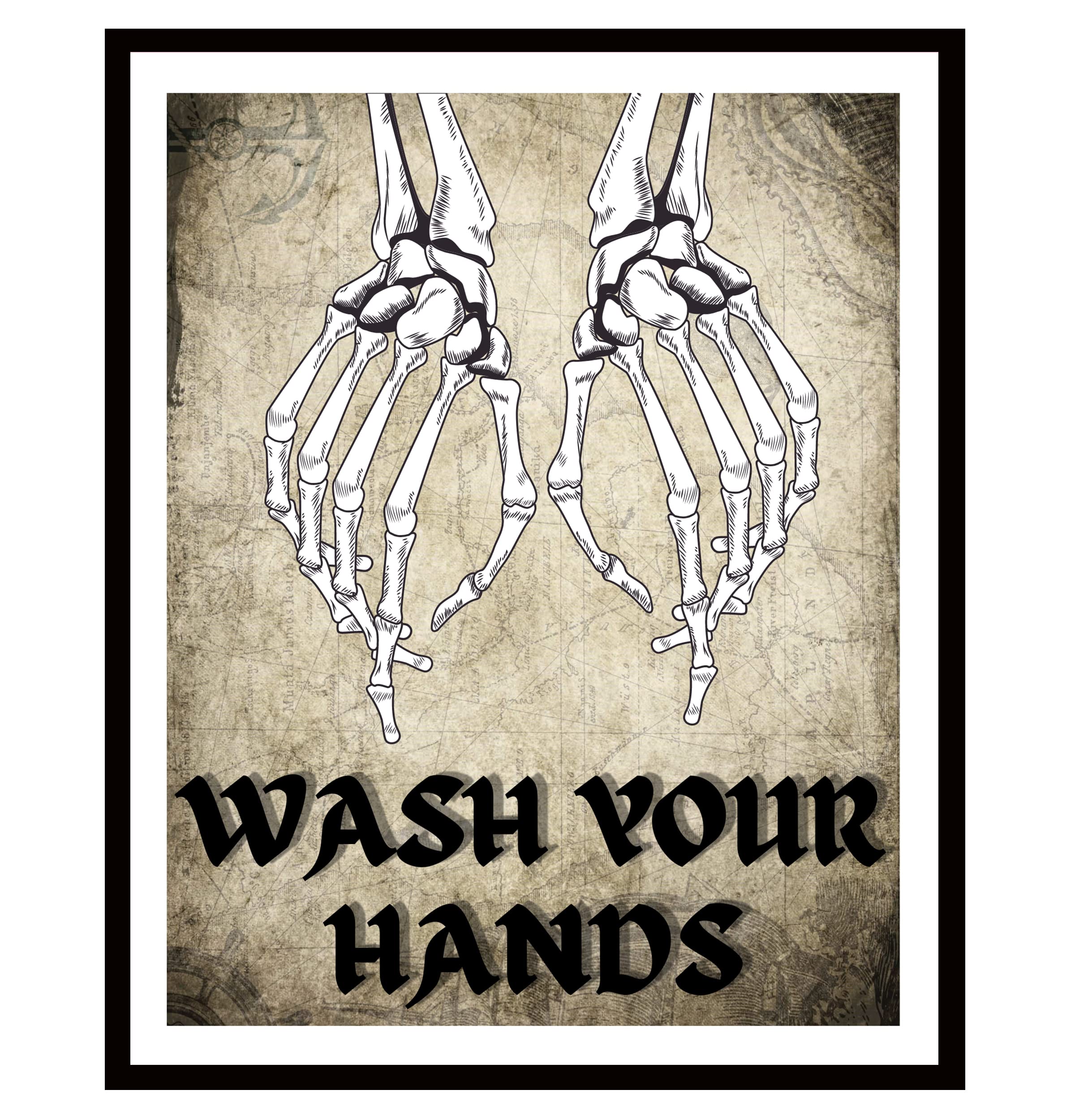 Roxbury Row Skeleton Hands Bathroom Decor Wall Art, Skeleton Decor | Funny Bathroom Signs, Gothic Bathroom Decor Wall Art, Creepy Decor, Spooky Decor, Halloween Bathroom Decor (8X10 Unframed)