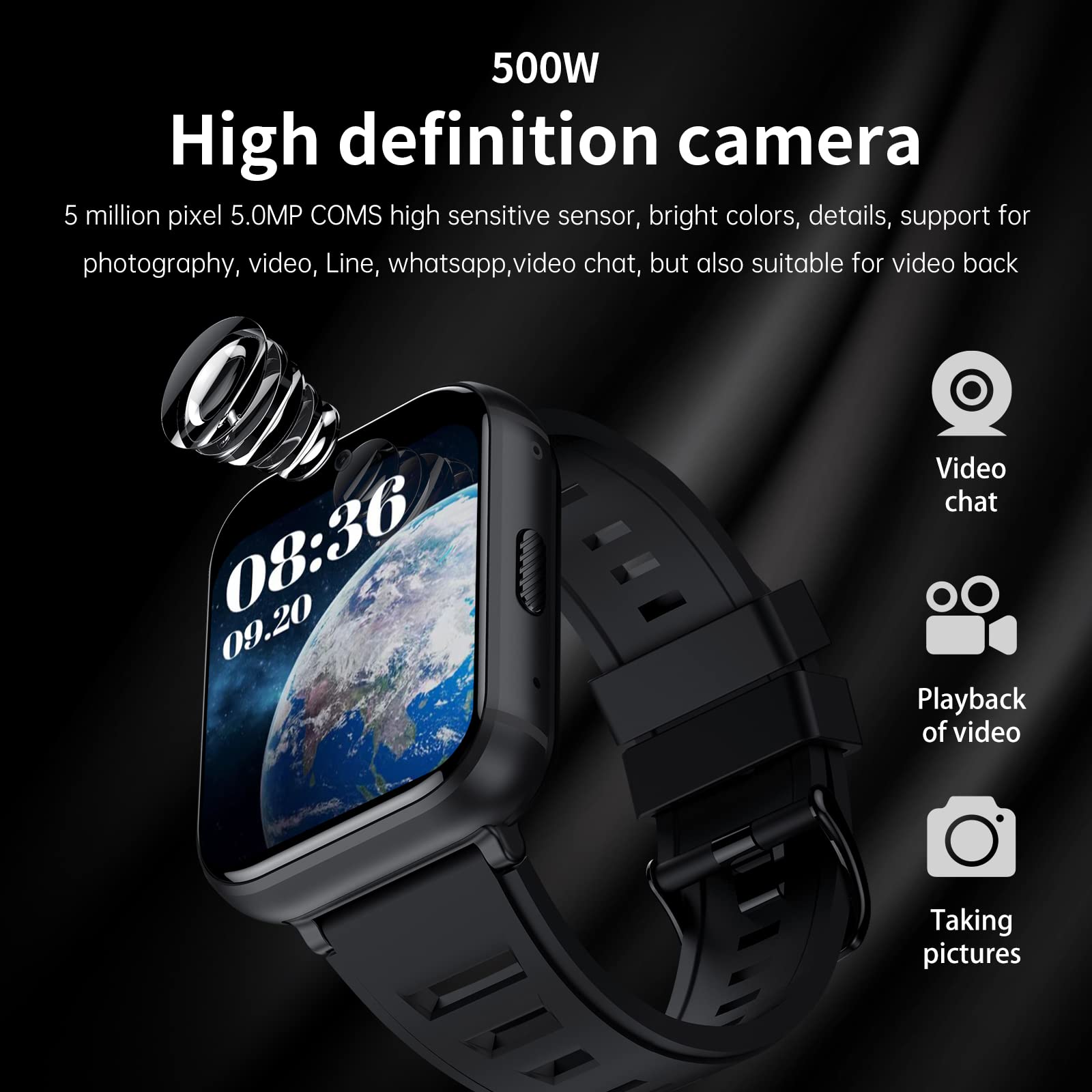 WATCHSDV 2023 4G Smart Watch Phone, Android 9.1 MTK6761 Quad Core 4GB RAM 64GB ROM 1080mAh Smartwatch 2.08" Large Screen Men Watch 5.0MP Camera Bluetooth GPS Fitness Activity Tracker