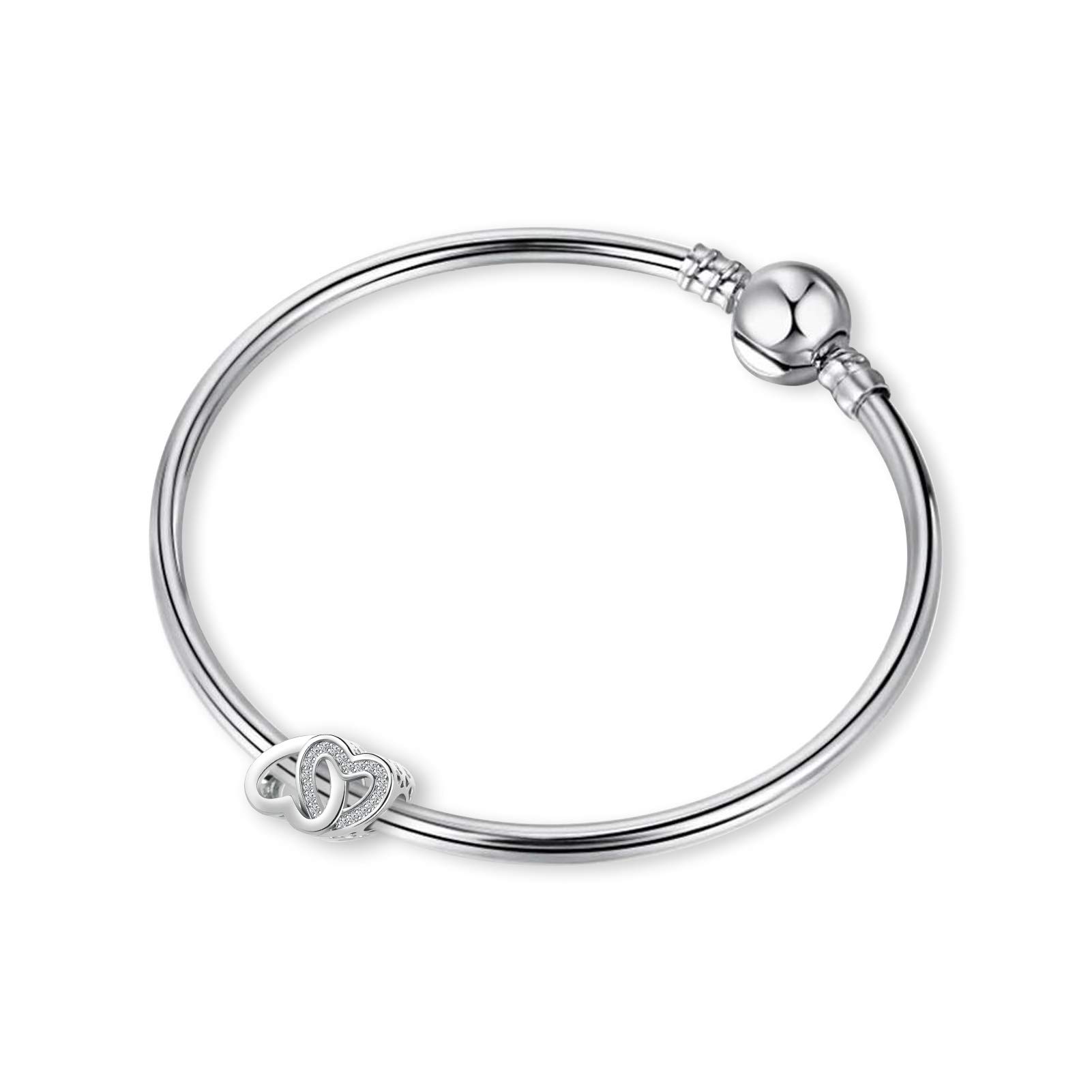 NanMuc Entwined Hearts Love Womens Bead Charms for Charms Bracelets for friend