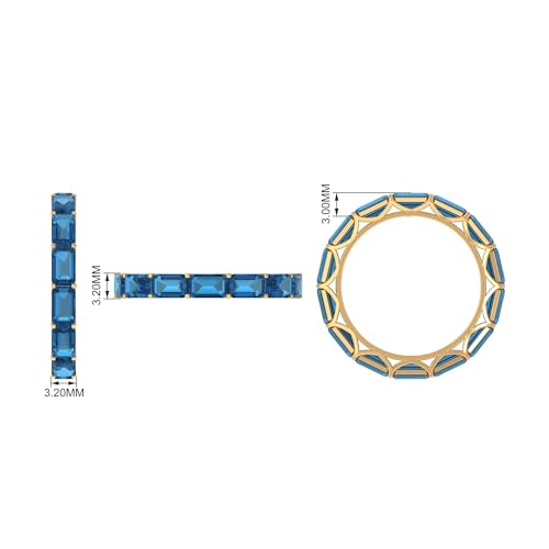Natural London Blue Topaz Eternity Band for Women, AAA Quality, Certified Topaz Anniversary Ring (Ready to Gift), 14K Rose Gold, Size:US 7.50