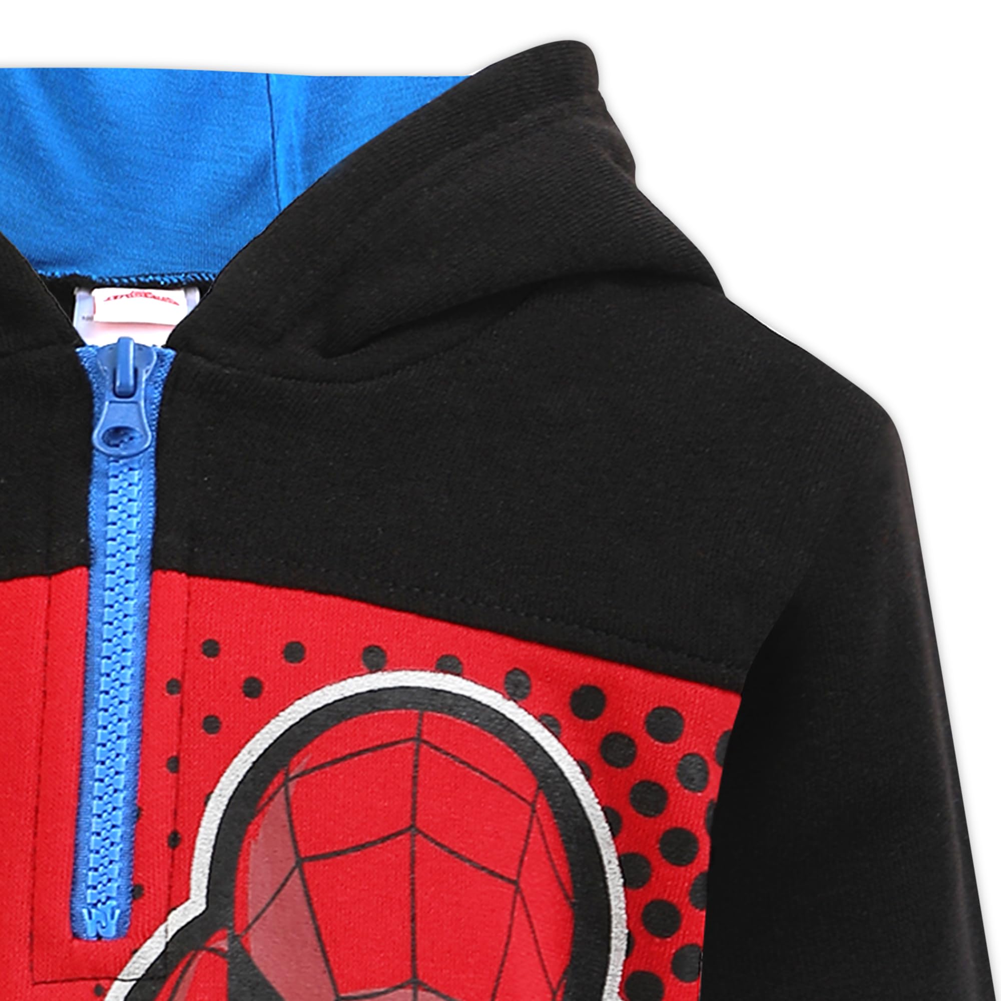 Marvel Spider-Man Boys Half Zip Up Long Sleeve Hooded Sweatshirt for Toddlers and Big Kids Black