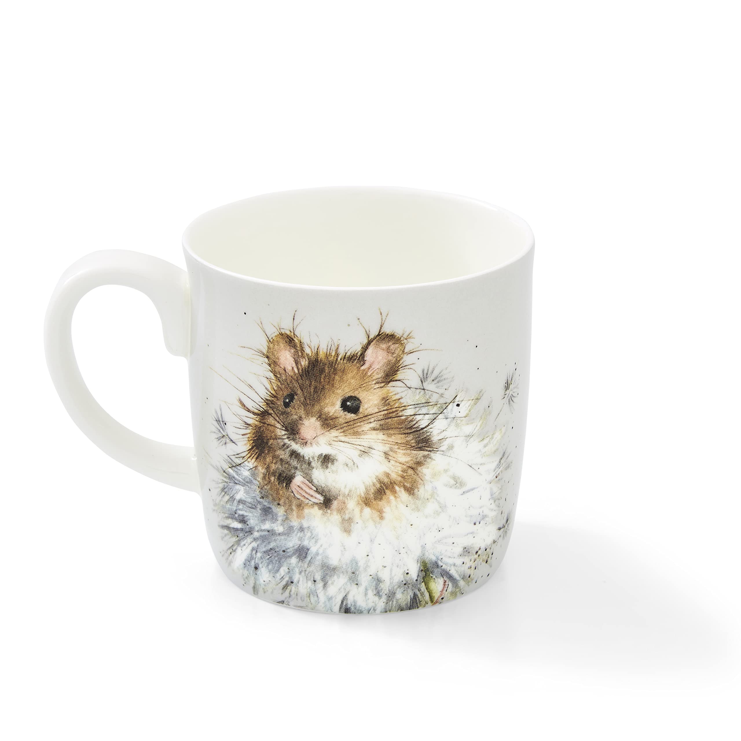 Portmeirion Royal Worcester Wrendale Designs Dandelion Mug | 14 Ounce Large Coffee Mug with Mouse Design | Made from Fine Bone China | Microwave and Dishwasher Safe