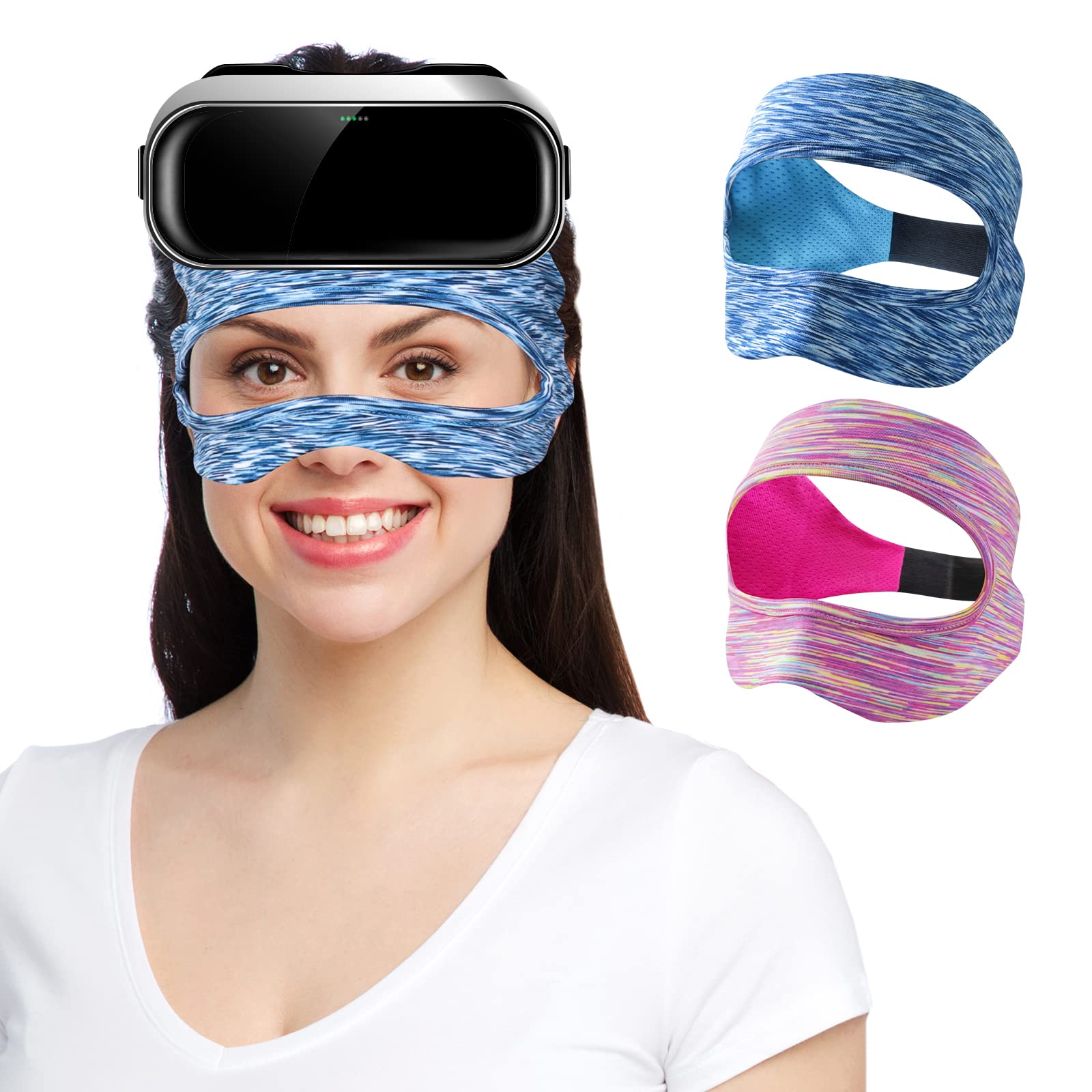 SKNBC Home VR Eye Mask Cover Breathable Sweat Band Adjustable Sizes HMD Padding for VR Workouts Supernatual with Virtual Reality Headsets Oculus Quest 2 Facemask VR Gear(2pcs)