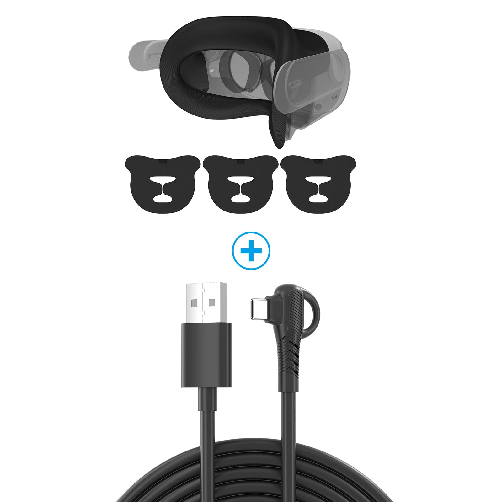 SEVENKA Long Link Cable & VR Face Cover Breathable VR Mask for Oculus Quest 2 Workout Supernatural
