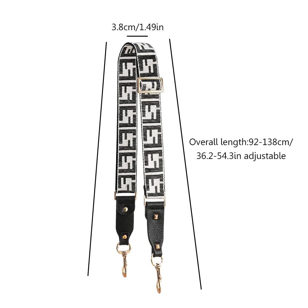 Lifenanny Purse Strap Wide Shoulder Adjustable Replacement Belt Crossbody Guitar Straps Vintage Pattern for Handbag, Bags, Bags (Black & White F)