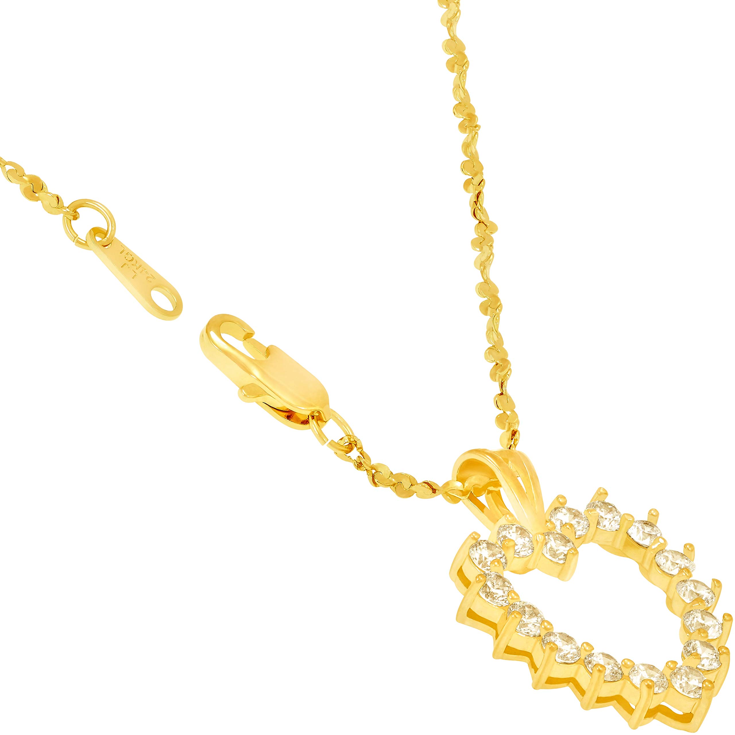 LIFETIME JEWELRY Cubic Zirconia Open Heart Pendant Necklace 24k Real Gold Plated