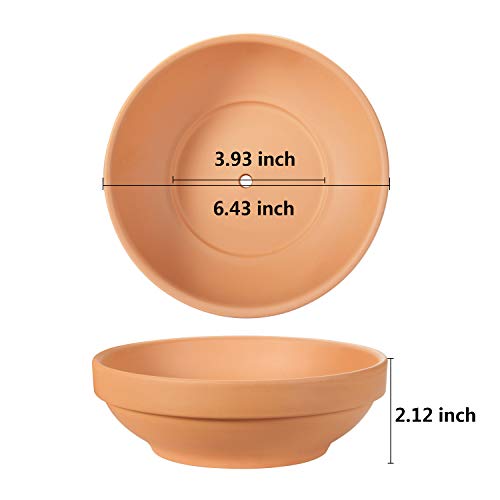 Terra Cotta Pots, Laergin 6.43 Inch Shallow Terra Cotta Clay Pots with Drain Hole Terra Cotta Plant Pot with Drainage Hole, Ceramic Plant Pots for Indoor/Outdoor Plants(6 Pack)
