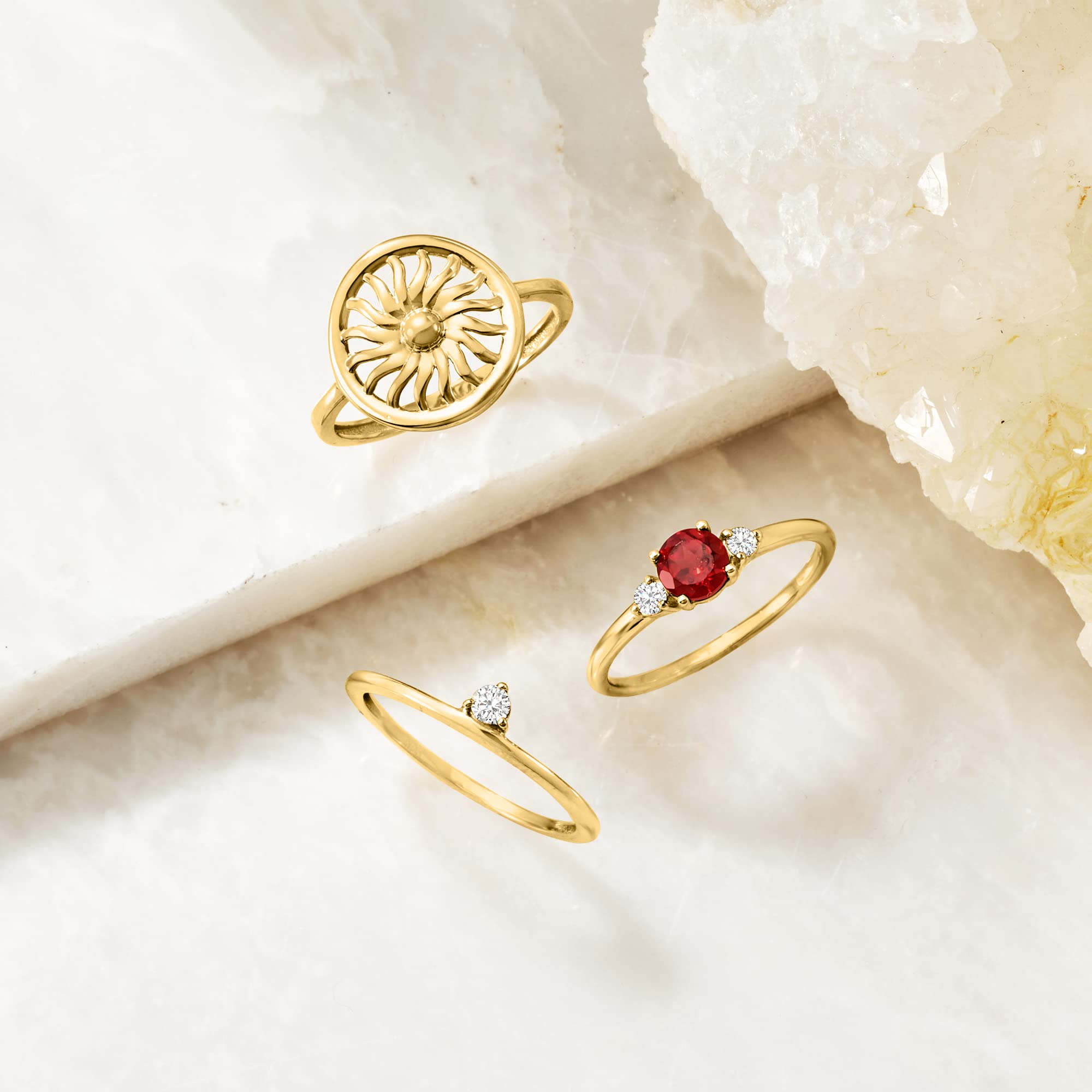 RS Pure by Ross-Simons 14kt Yellow Gold Sun Circle Ring. Size 5