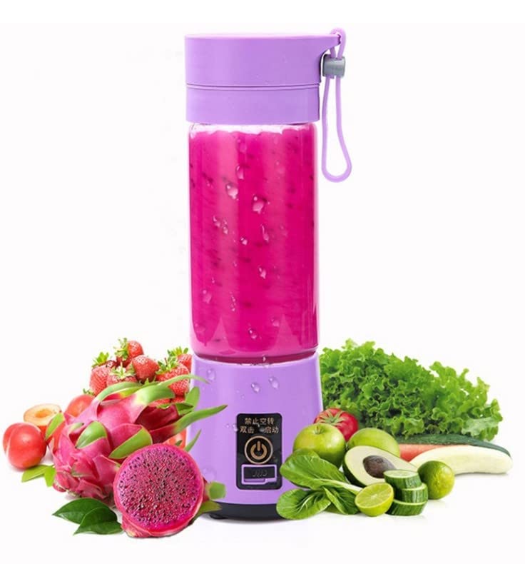 Portable Blender Smoothies Personal Blender Mini Shakes Juicer 380 ml Cup USB Rechargeable (Purple)
