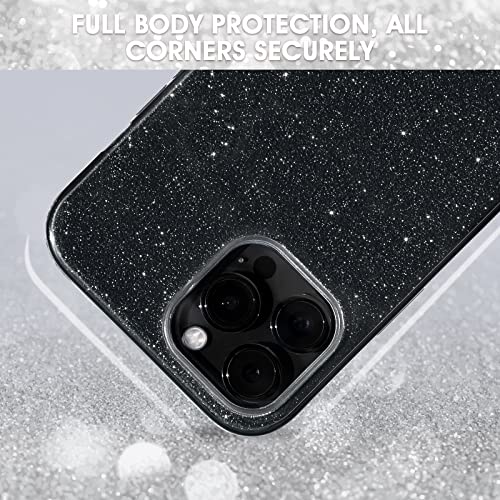 MILPROX Compatible with iPhone 13 Pro Case (2021), Glitter Sparkly Shiny Bling Rubber Gel Shell Cases 3 Layers Shockproof Protective Bumper Cover for iPhone 13 Pro 6.1"【3 Cameras】 2021-Pink Gradient