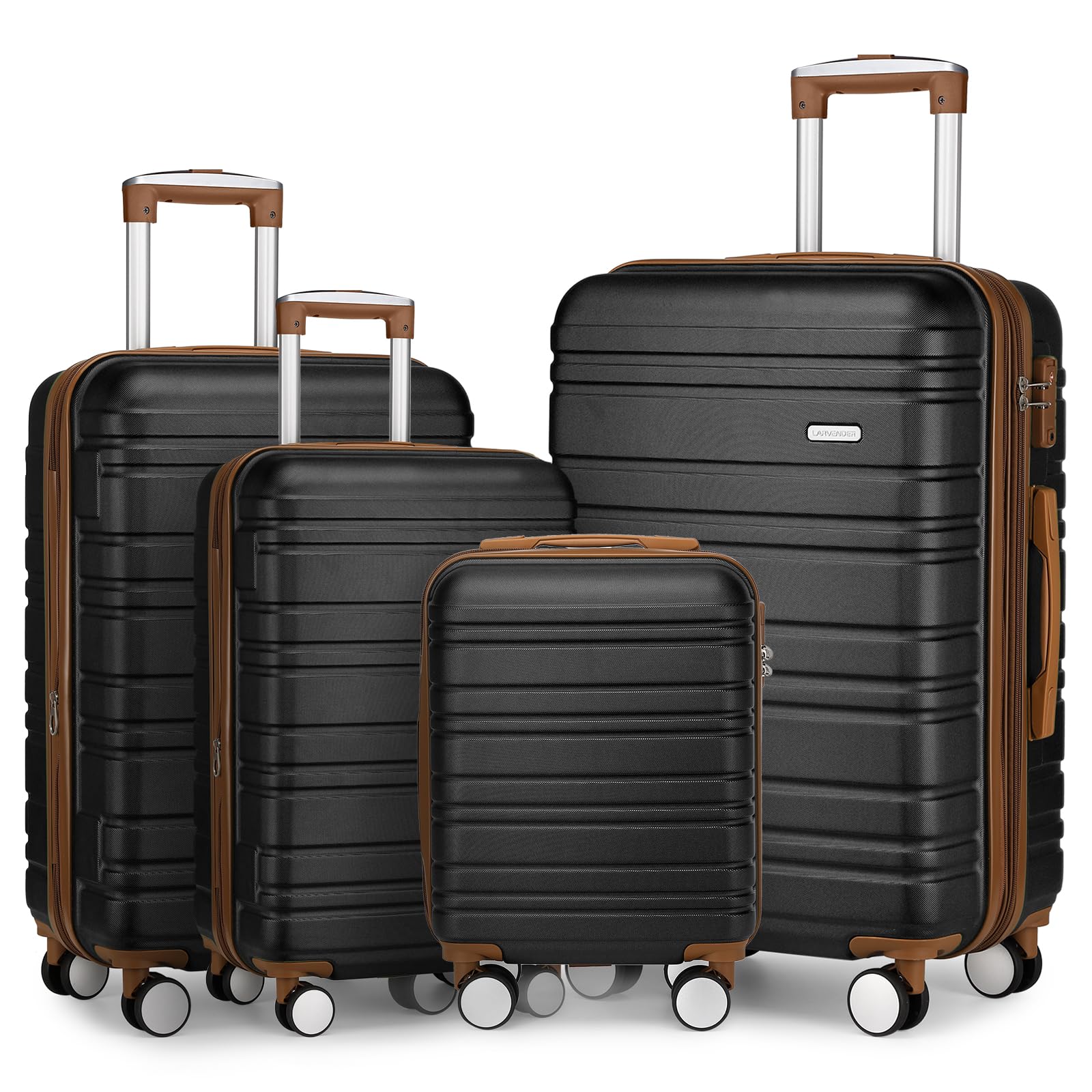 LARVENDER Luggage Sets 4 Piece, Expandable Hardside Suitcase Sets with Spinner Wheels TSA Locks, Lightweight Rolling luggage for Men and Women, Green