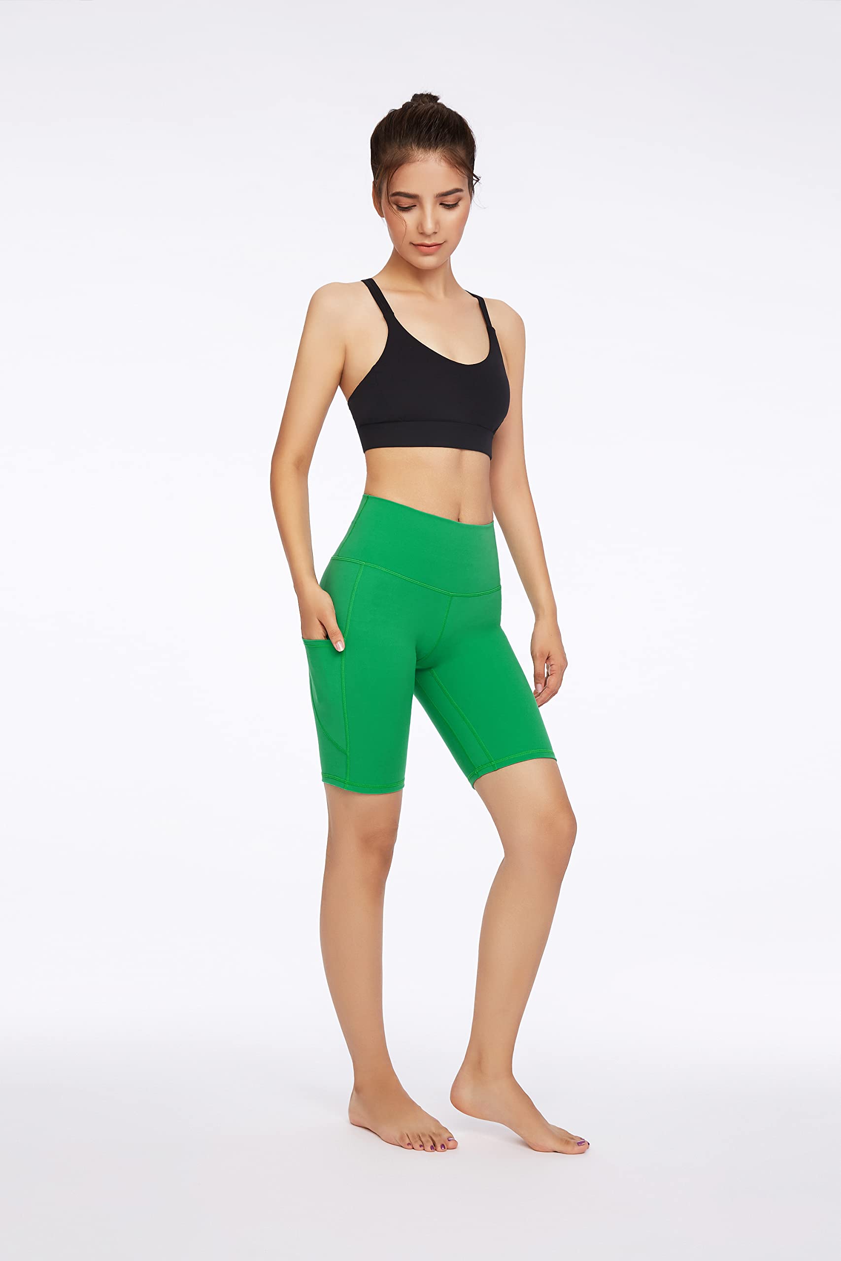 PATTERN HOUR Women 's Biker Shorts with Pockets, Tummy Control Yoga Shorts, High Waist Workout Running Tights