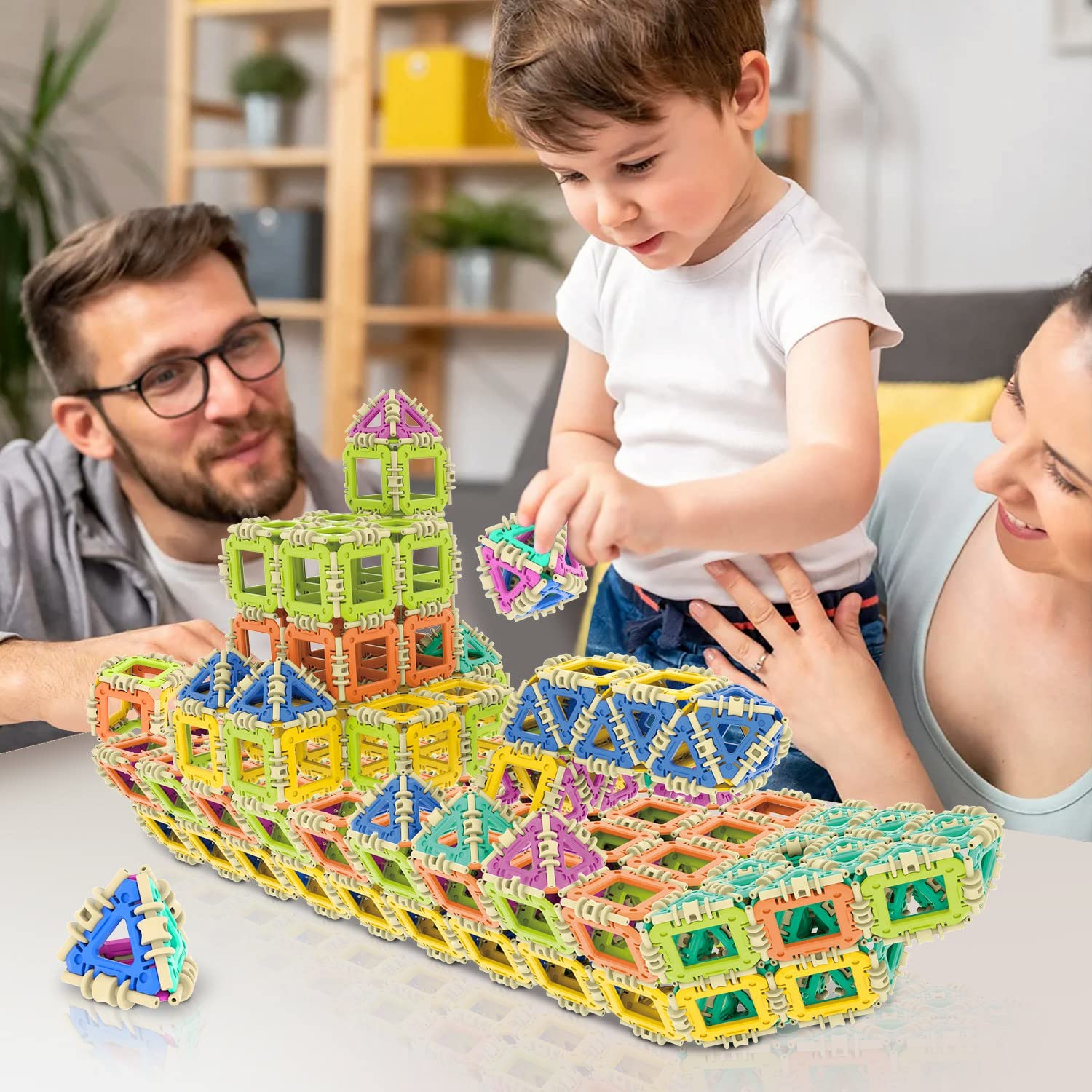 Suitable Preschool Kids Splice Snap Building Blocks STEM Toys, Interlocking Plastic Connect Blocks Learning by Playing Games for Toddlers Kids Creative Preschool Educational Toys (850Pcs)