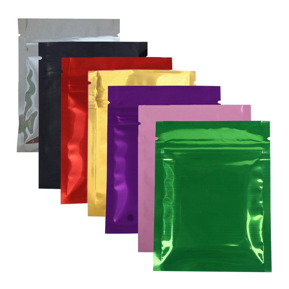 QQ Studio 100 PCS Smooth Silver Dual-Sided Foil Resealable Top Pouches Exterior Size 7.5x10cm (3x4)