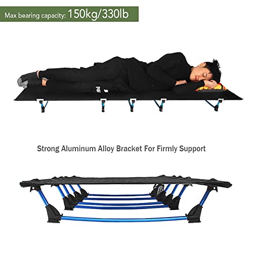 Outdoor Portable Folding Bed Single Person Camping Cot 330LB Bearing Weight Compact for Outdoor Picnic Camping Hiking