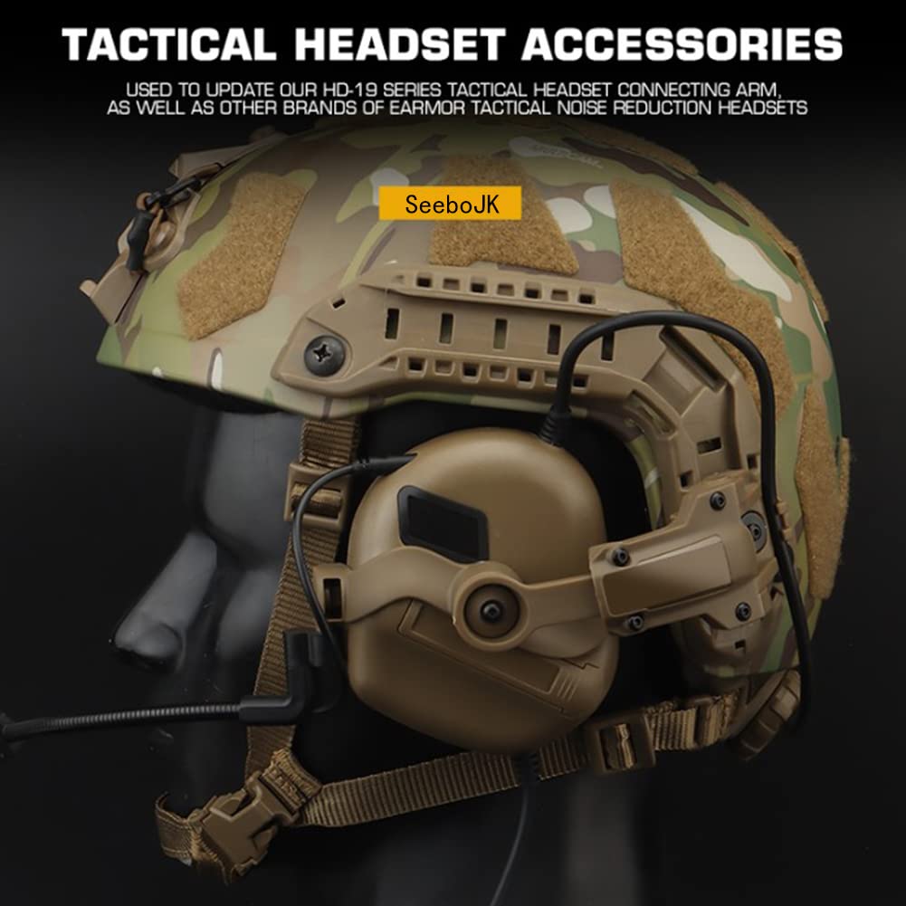 SeeboJK Tactical Headset Helmet Adapter for Arc/M-Lok Rail, Easy to Install, for Airsoft Paintball Activities Ear Protection Accessories,T