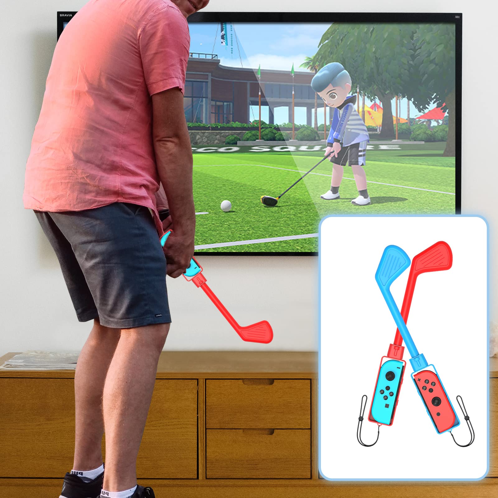 Switch Sports Accessories Bundle - EJGAEM 12 in 1 Accessories Kit Compatible with Nintendo Switch & OLED : Golf Culb,JoyPad Grips,Sword,Wrist Wrap,Comfort Leg Strap and Tennis Rackets