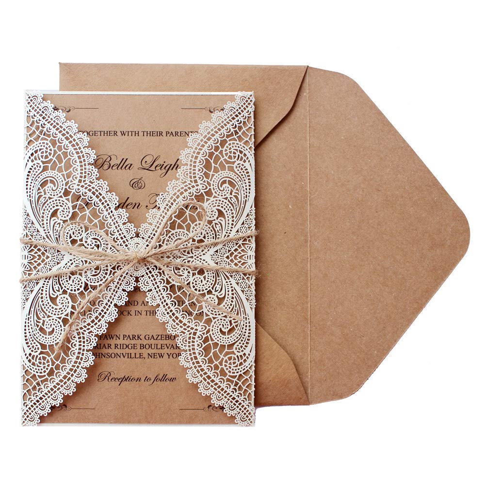 Laser Cut Wedding Invitations Sample by Picky Bride Invitation Cards Templates 126 x 185mm Customized Invite Cards with RSVP Cards