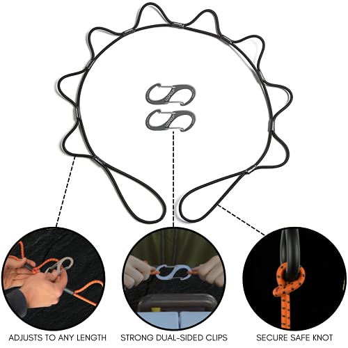 LoopRope | Bungee Cord Tie Down System | Adjustable Cargo Strap | Knot Free | Truck, RV, ATV, Camping,Outdoor Accessory, Multipurpose | Loop, Clip and Go | 5 Feet (Black)