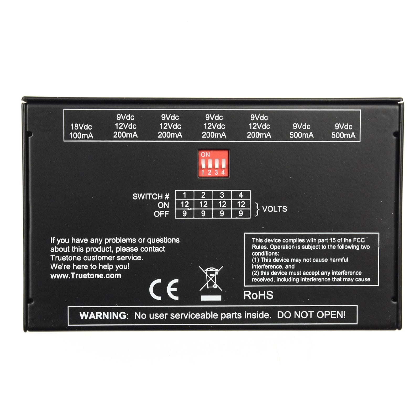 Truetone 1 SPOT PRO CS7 7-output Guitar Pedal Power Supply and Hosa IRG-600.5 Low-Profile Right Angle Guitar Patch Cables (6 Pieces), Black