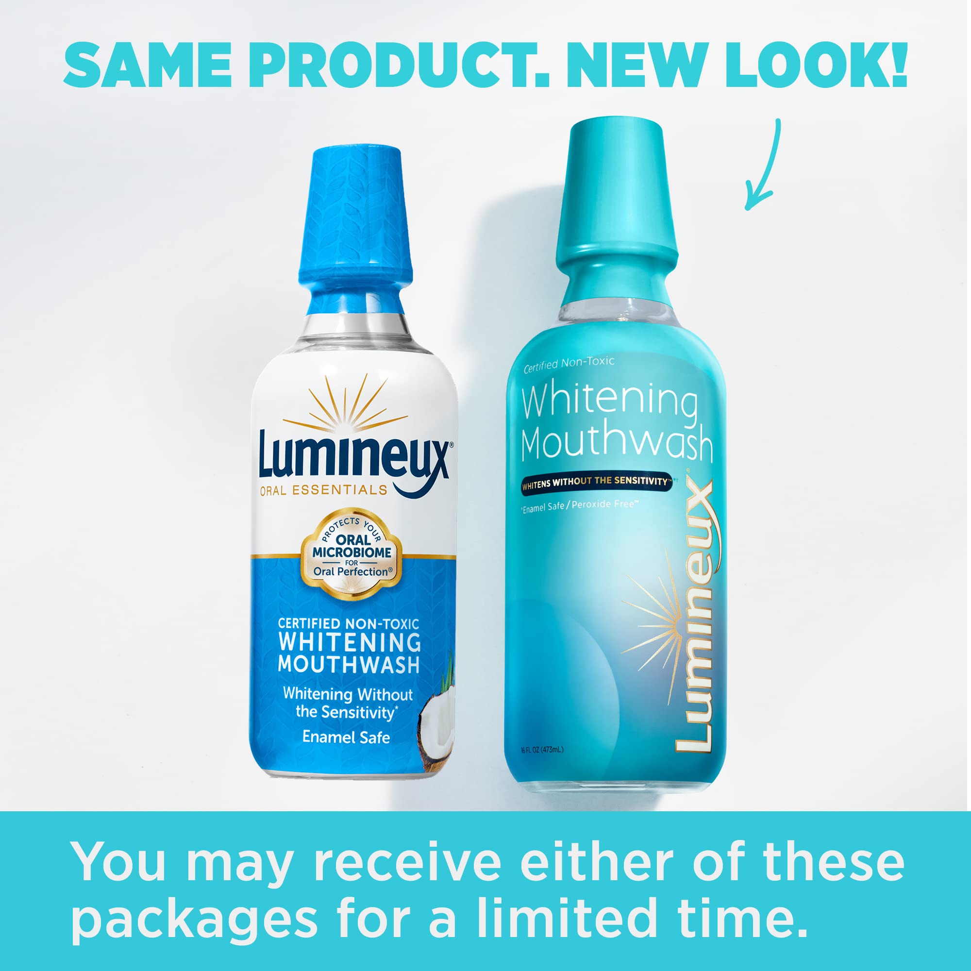 Lumineux Teeth Whitening Mouthwash, 16 Oz. 2 Pack - Peroxide Free - Enamel Safe - Whitening without The Sensitivity - Certified Non-Toxic - NO Alcohol, Fluoride & SLS Free