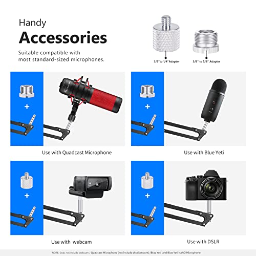 NEEWER Microphone Arm Mount, Suspension Arm Mount with Upgraded C-Clamp, Pop Filter, 3/8"-1/4" and 3/8"-5/8" Adapter, Mic Clip, Compatible with Blue Yeti Nano Snowball Ice