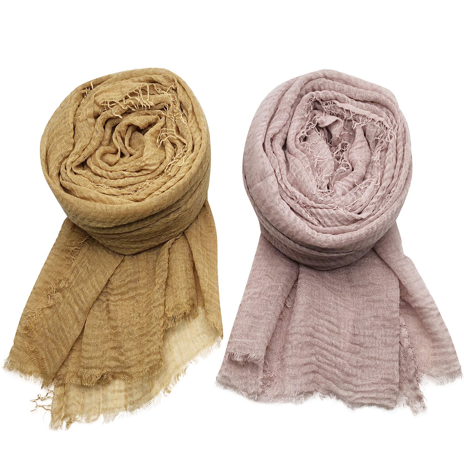 MANSHU 4PCS Women Soft Cotton Scarf Shawl Long Scarf, Scarf and Wrap, Big Head Scarf.