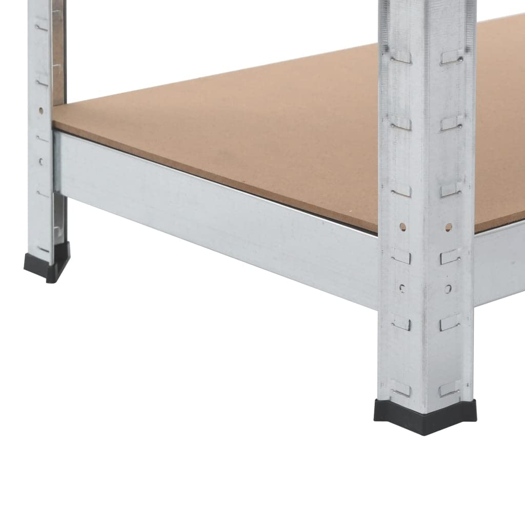 ZQQLVOO Garage Storage Shelving,Shelves for Storage Shelving,Garage Shelves, Basement Shelving Utility Shelf Rack,Multipurpose Shelf Display Rack,Storage Shelf Silver 31.5"x15.7"x63" Steel and MDF