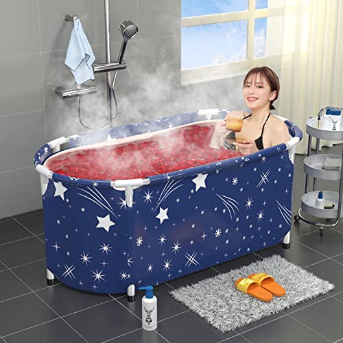 Portable Foldable Bathtub, 48" Freestanding Soaking Bath Tub for Adults, Separate Family Bathroom SPA Tub, Folding BathTub for Adult, Efficient maintenance of Temperature, Ideal for Hot Bath Ice Bath
