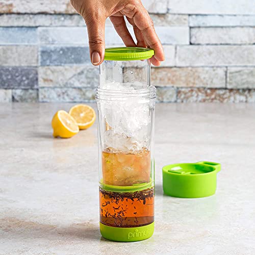 Primula Press and Go Iced Tea Maker, Travel Tumbler, Infuser Bottle, Leak-proof Flip-top Lid with Carry Loop, Dishwasher Safe, Made without BPA, 16-Ounce, Green
