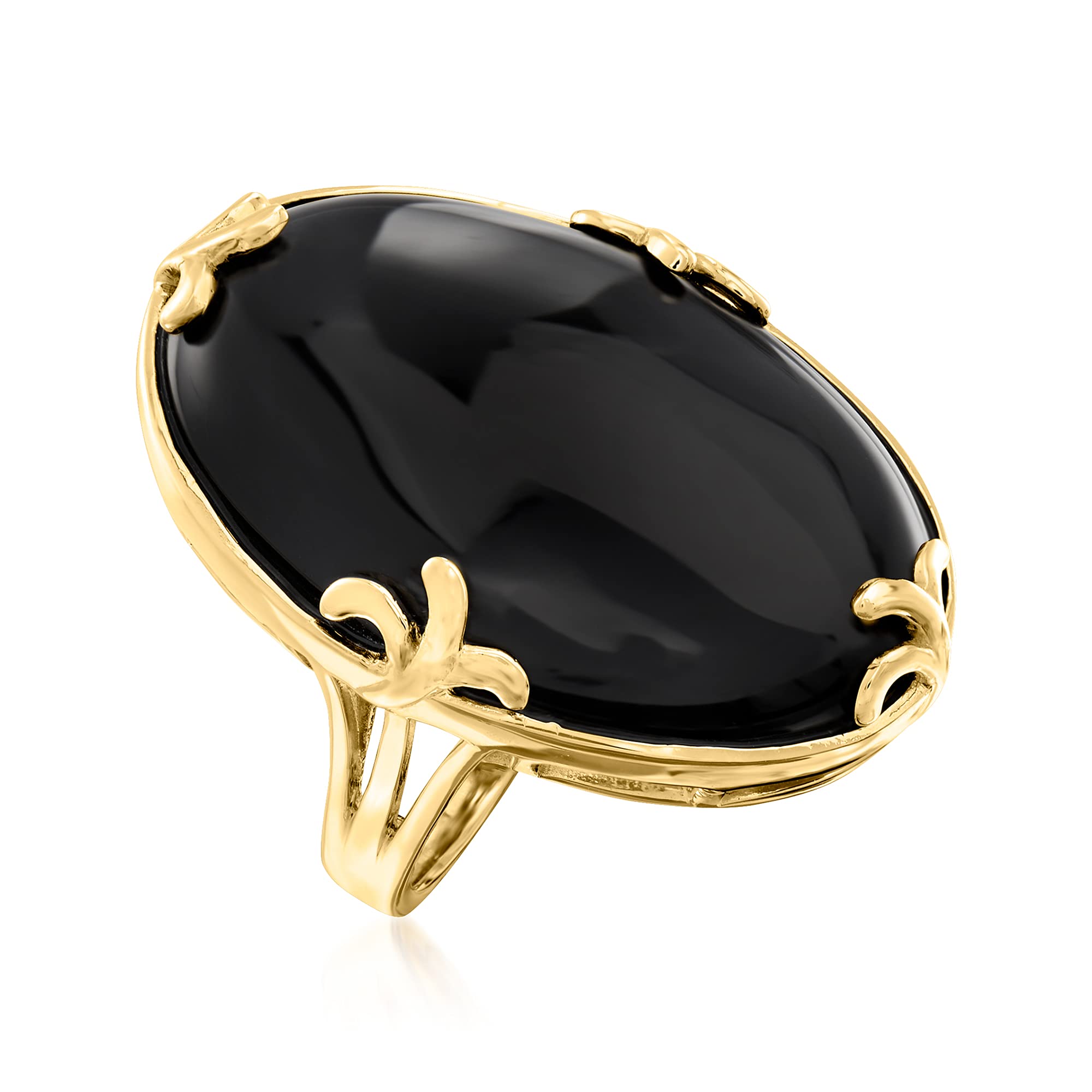 Ross-Simons Black Agate Ring in 18kt Gold Over Sterling. Size 9