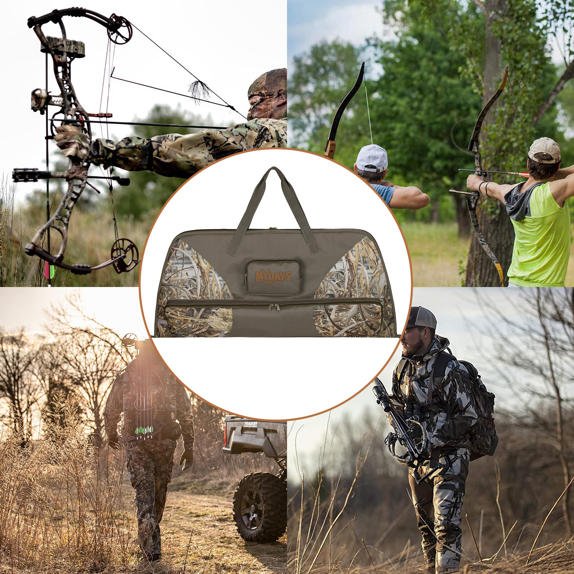 MYDAYS Compound Bow Case, Camo Soft Bow Case with Thick Protective Foam Padding for Archery Accessories,41β (Camo, 41β)