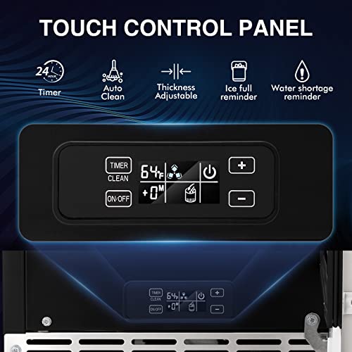 R.W.FLAME Under Counter Ice Maker, 80Lbs Daily Built-in Ice Maker Machine, Reversible Door, Auto Clean, 24H Timer, Commercial Ice Maker for Home & Coffee Shop, Silver