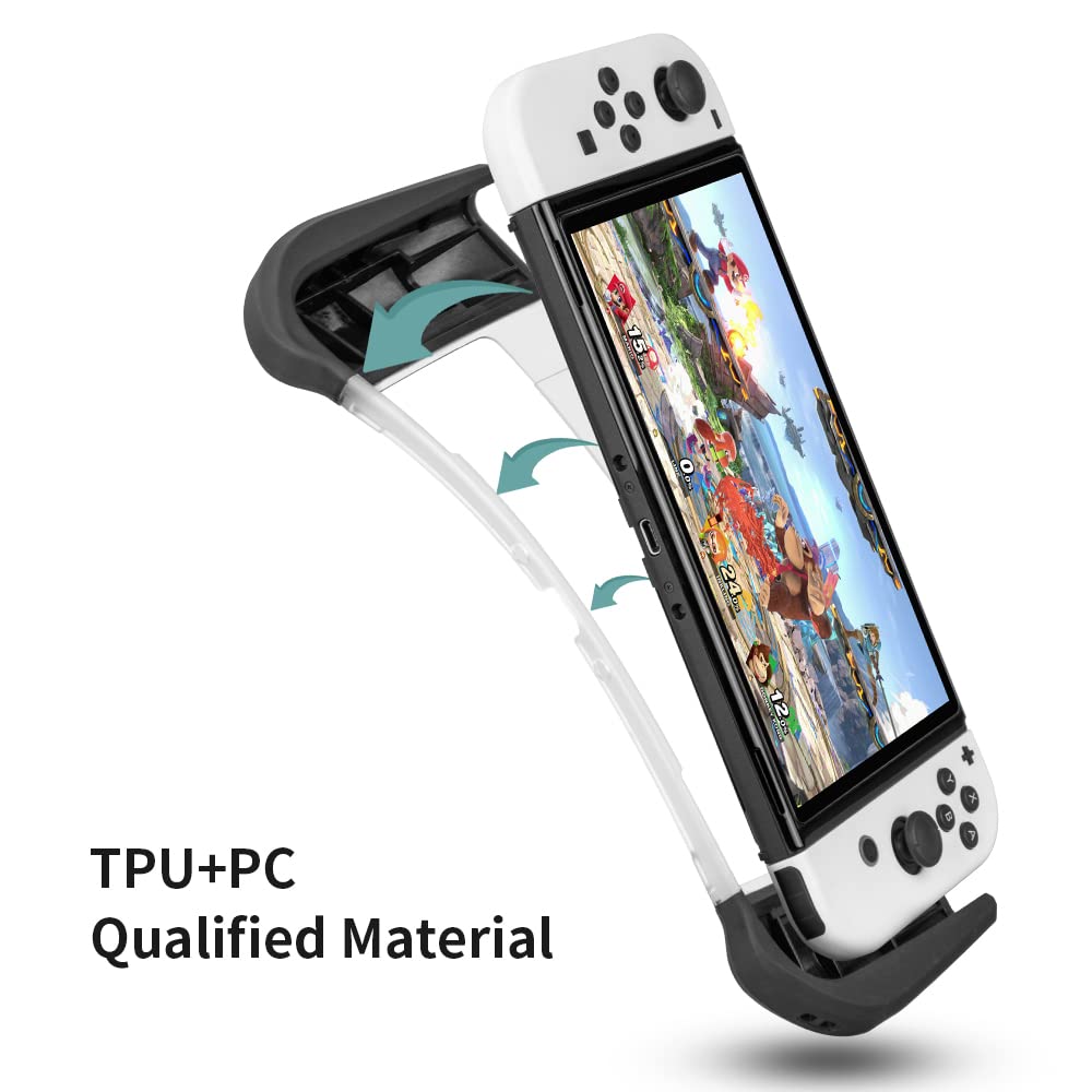 Mviioe Case for Nintendo Switch OLED 2021, Switch OLED Protective Case Dockable with TPU Grip Compatible with Nintendo Switch OLED 7 Inch Console and Joy-Con Controller (Black)