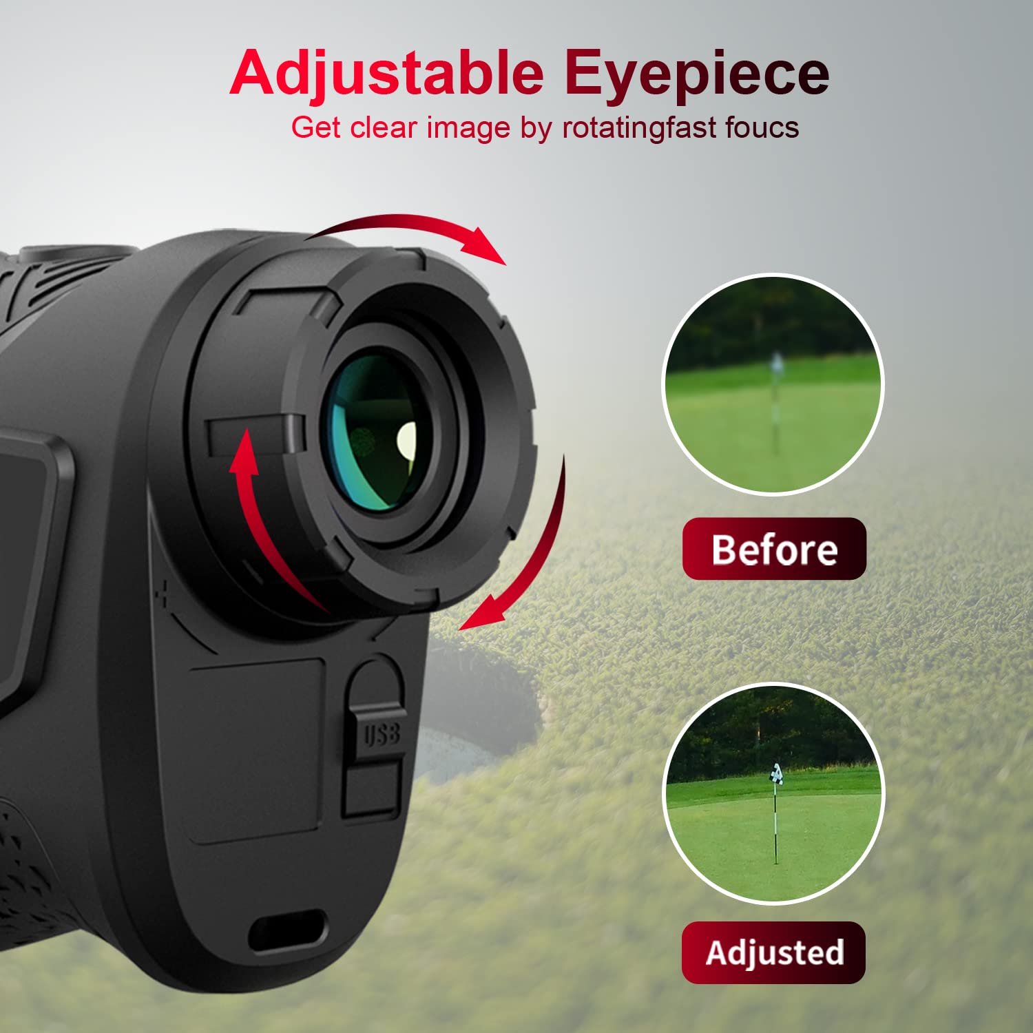 Range Finder Golfing, Fyobyye 800 Yards Golf Hunting Rangefinder with Slope Switch, High Precision Range Finder with Flag Pole Locking Vibration, 6X Magnification Golf Range Finder Gifts for Men