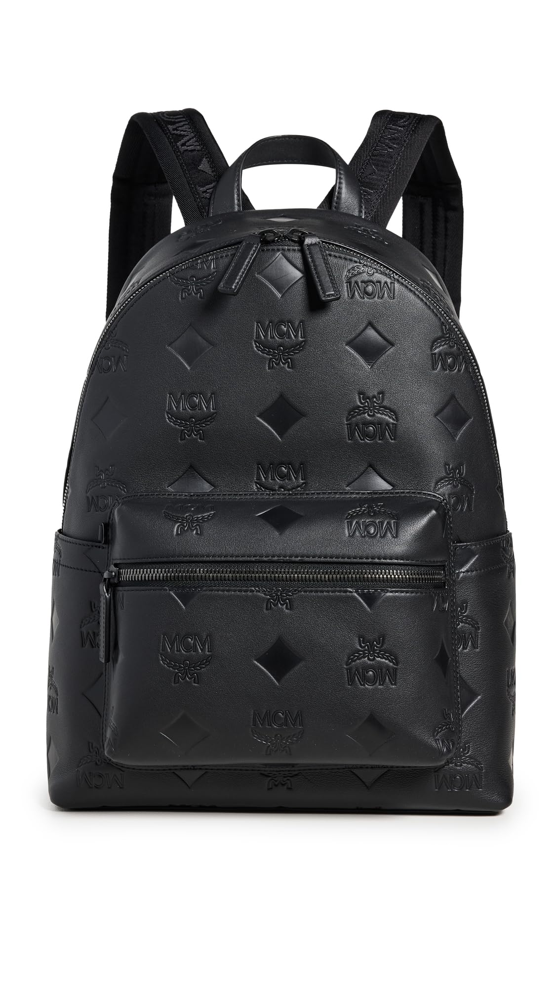 MCM Men's Stark Medium Leather Backpack, Black, One Size