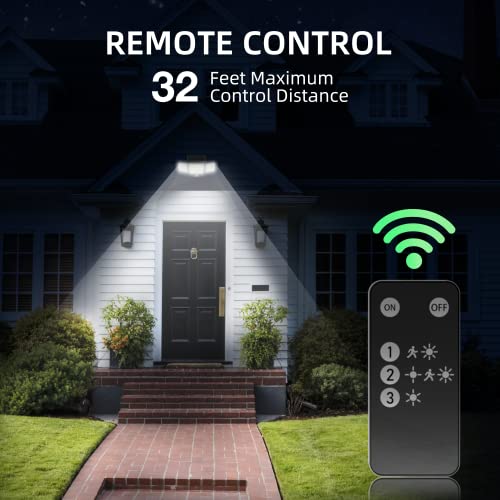 Solar Outdoor Lights, 229 LED 2500LM Super Brightness Motion Sensor Security Light with Remote Control, 3 Lighting Modes 270° Wide Angle, Adjustable 3 Heads, IP65 Waterproof Wall Light, 2 Pack