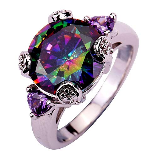 Narica Womens Brilliant Pear Cut Created Rainbow Topaz & Created Amethyst Cocktail Ring Size 7