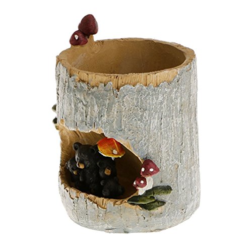Tinksky Cute Black Bear Flower Sedum Succulent Pot Planter Bonsai Trough Box Plant Bed Home Garden Office Table Decor