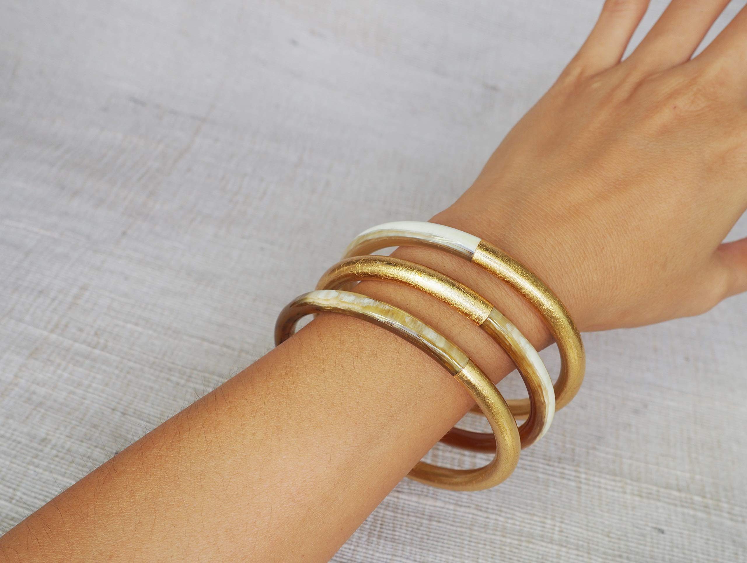 MosaiK Gold Natural Buffalo Horn Bracelet Set 03 Bangles