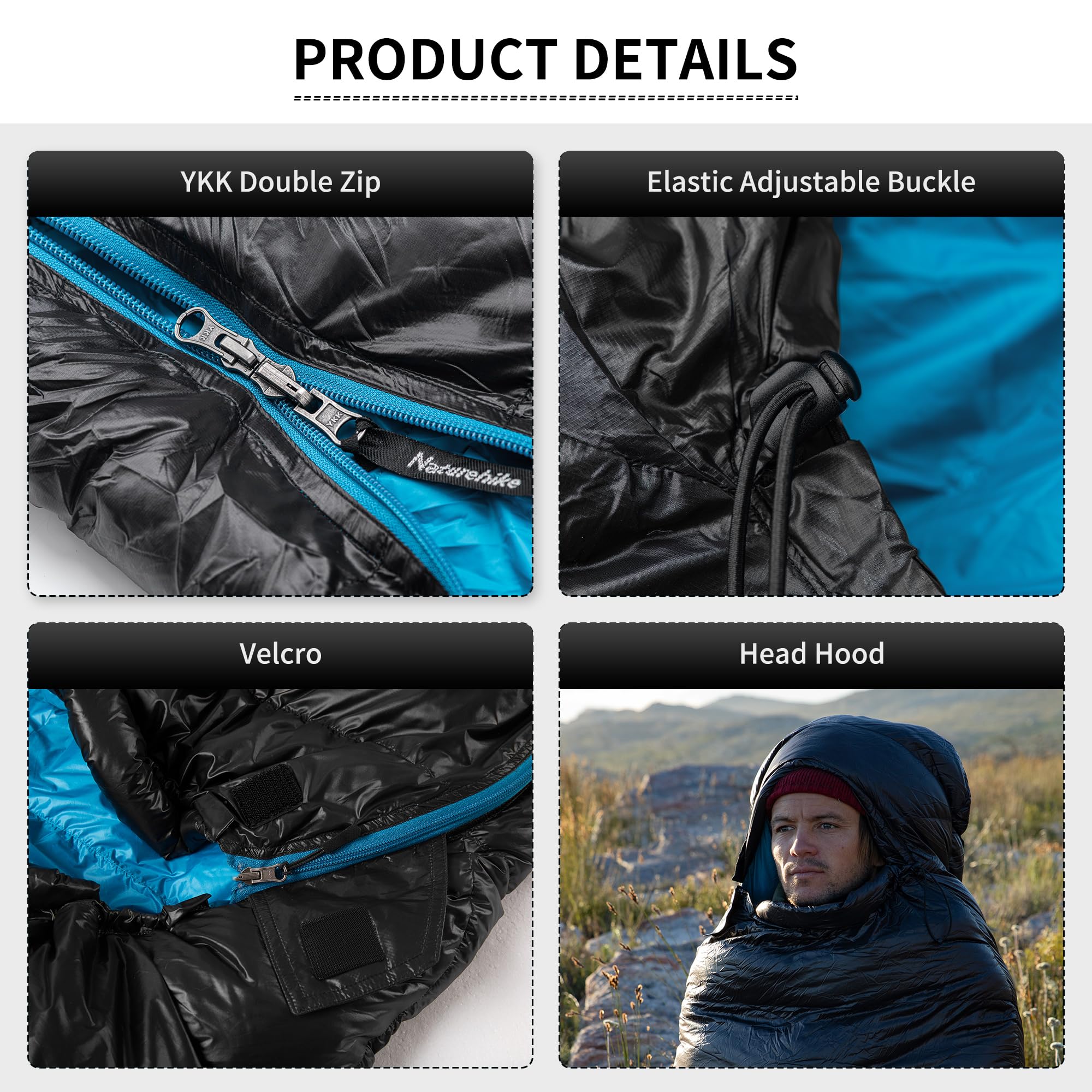 Naturehike Ultralight Goose Down Sleeping Bag, 750FP Backpacking Sleeping Bag, Compact Waterproof Sleeping Bag for Adults & Kids, Cold-Weather Sleeping Bag for Camping, Hiking, Traveling