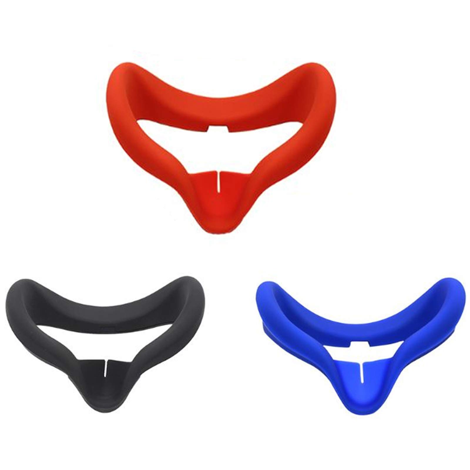 MASiKEN 3Pcs Silicone Face Eye Cover for Oculus Quest, Face Cushion & Face Pads Sweat Guard Washable (Red+Black+Blue)