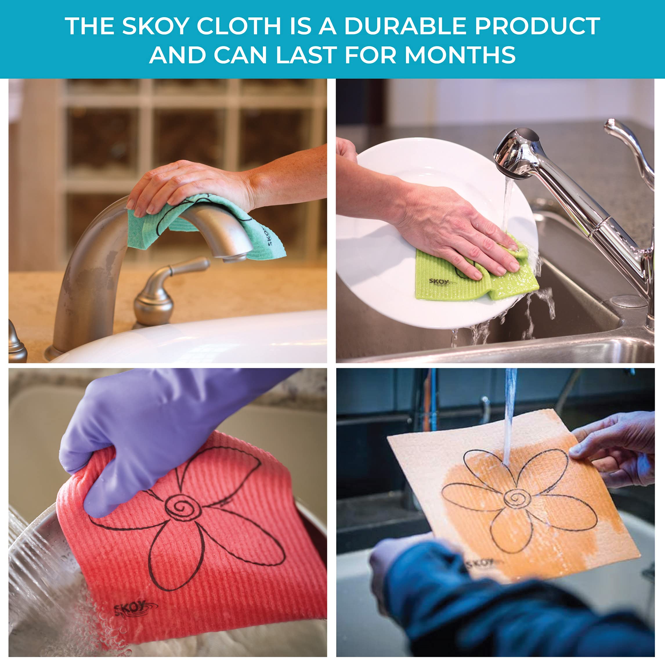 Skoy Cloth, 8-Pack Eco-Friendly and Reusable Swedish Dishcloth, for Kitchen and Household Use, Environmentally Friendly, Plastic-Free, Blue