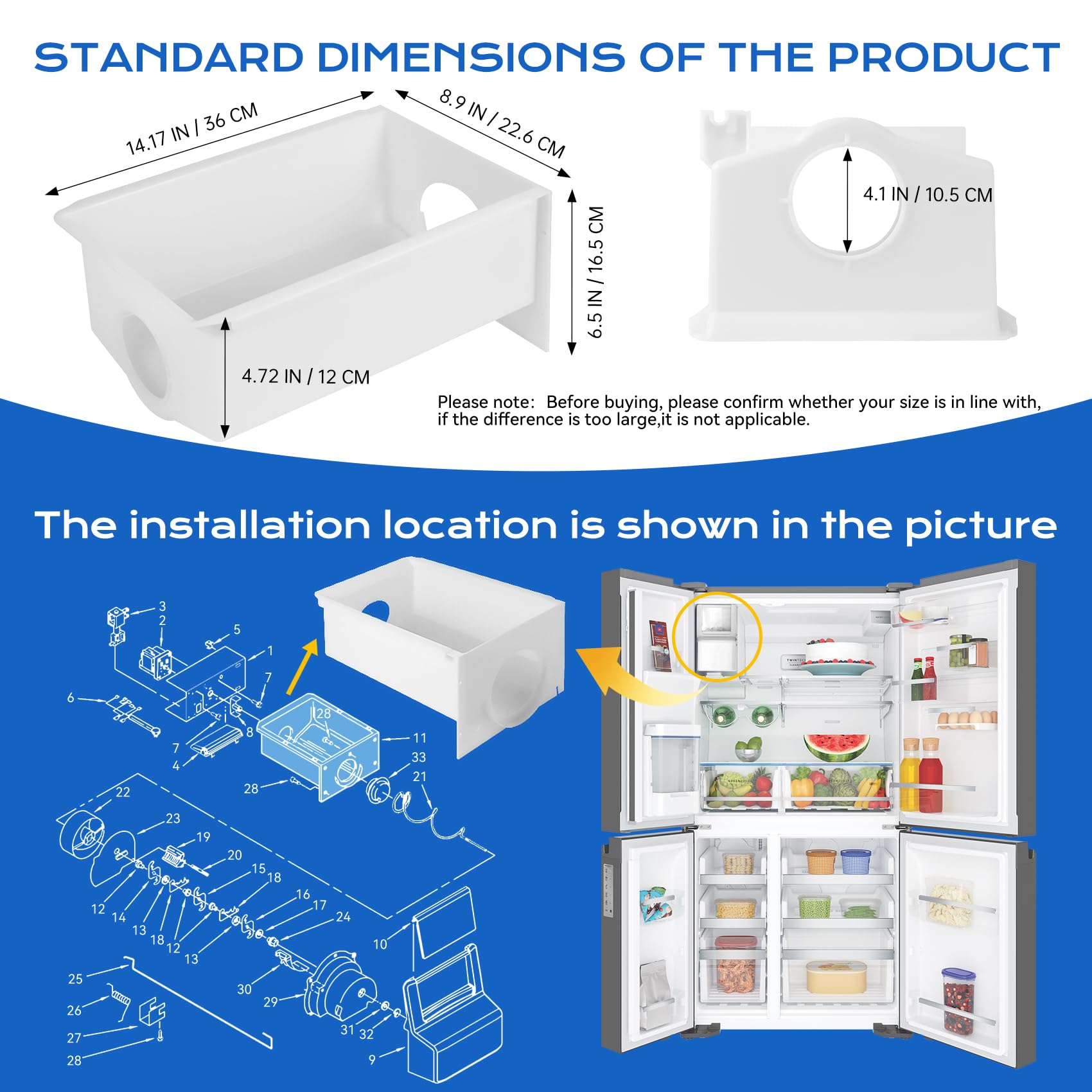 π
½π
΄π ππ©π π«ππππ W10850492 Refrigerator Ice Bucket Compatible with Whirlpool Amana Kenmore Maytag Refrigerators, W10670844 Ice Bucket, Ice Container Bin W10138193, WRS321SDHB00, PS11731153 Etc