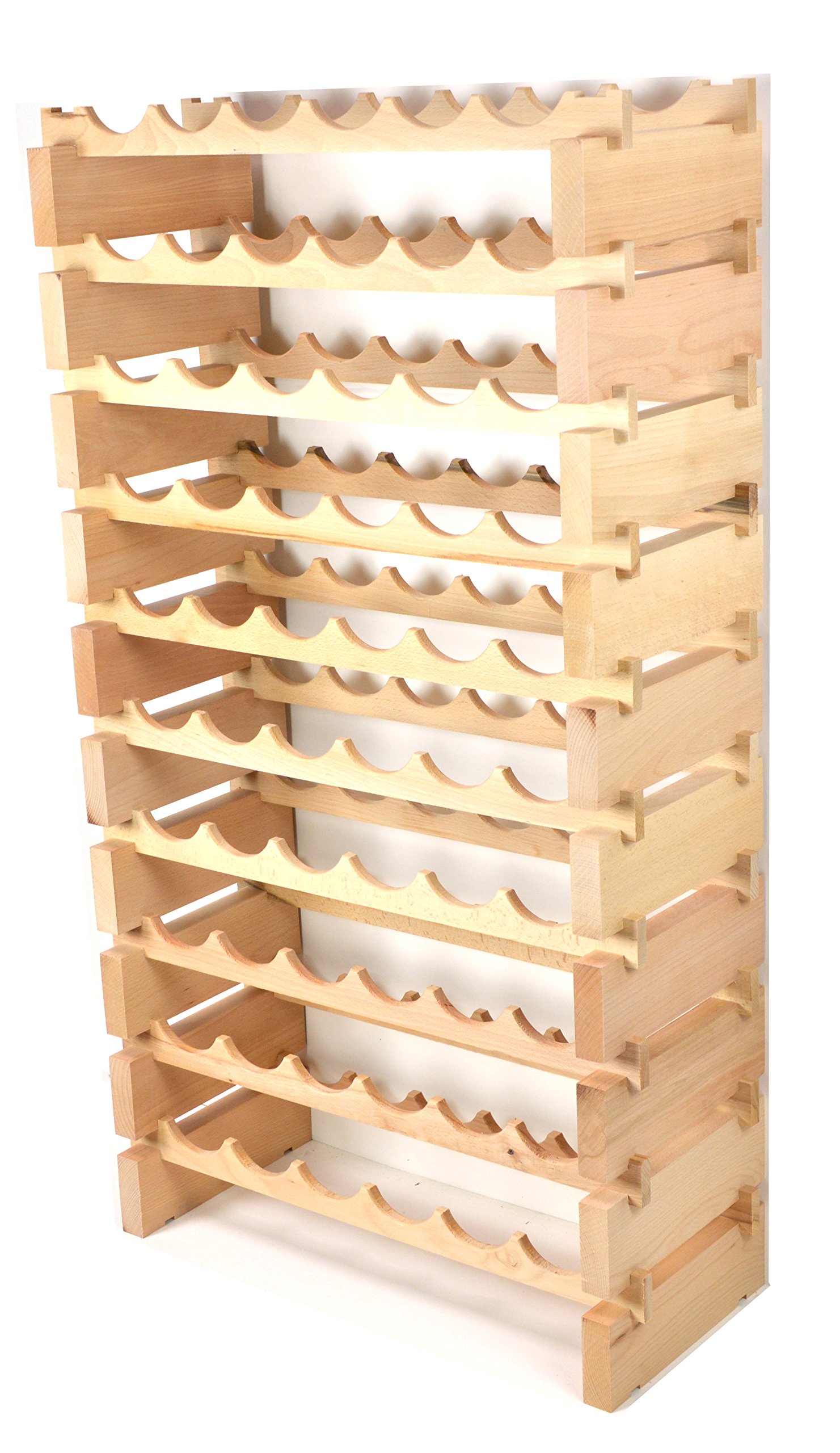 sfDisplay.com,LLC. Modular Wine Rack Pine Wood 24-72 Bottle Capacity Storage 6 Bottles Across up to 12 Rows Stackable Newest Improved Model (60 Bottles - 10 Rows)