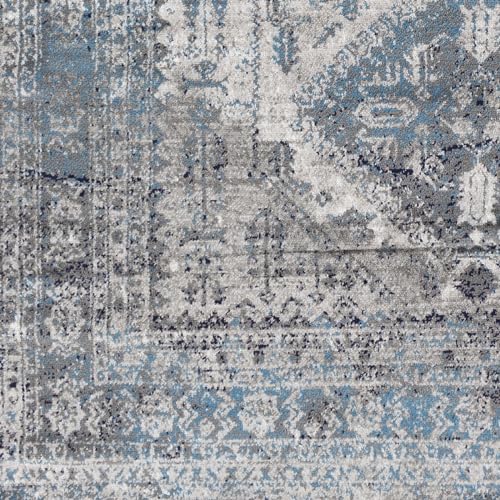 Livabliss Desta Vintage Oriental Area Rug,5'3" x 7'3",Blue/Grey