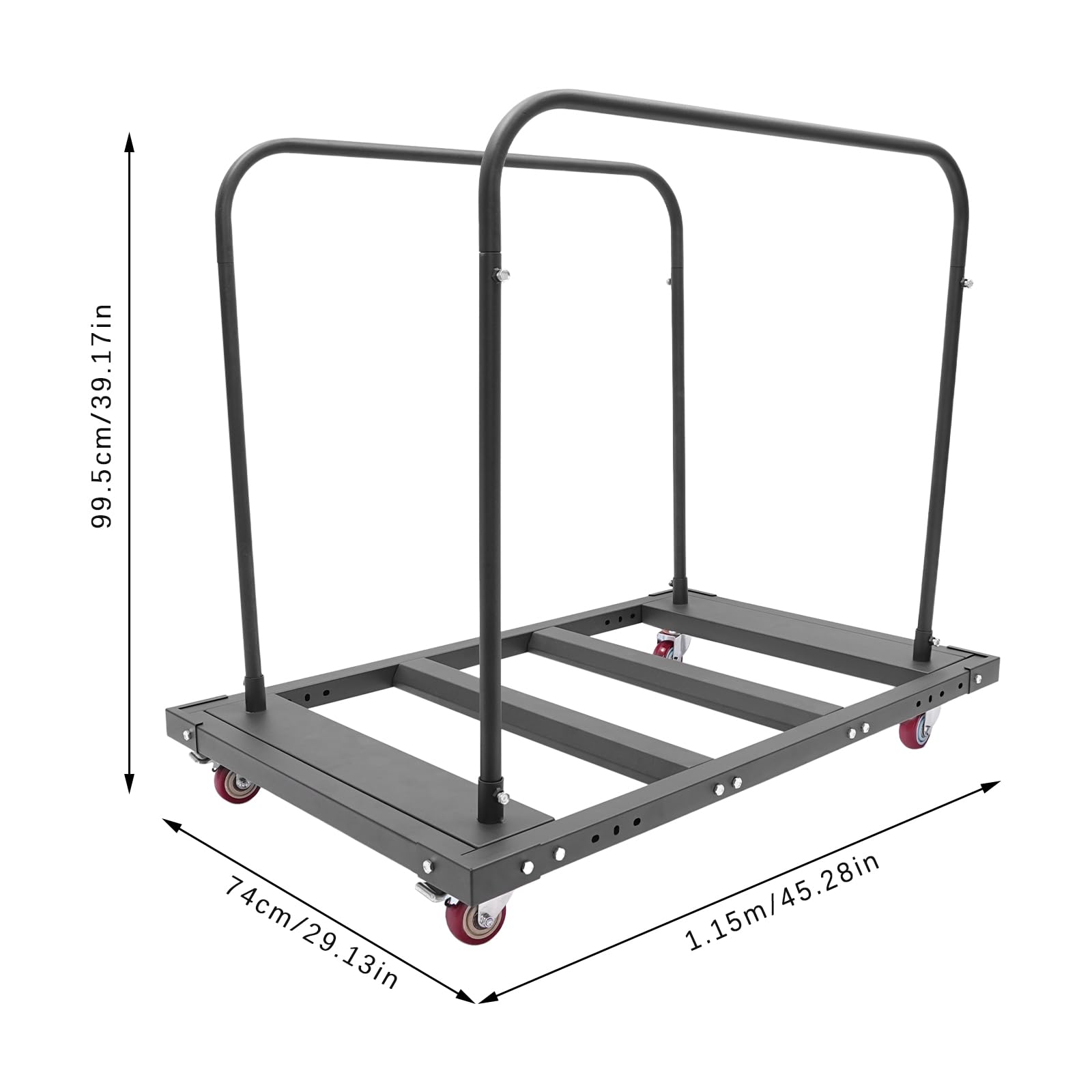 LIYUANJUN Folding Table Cart with Wheels, 29×45×39 Inch Folable Table Trolley for 10 Table Capacity Practical Handle Heavy Duty Panel Dolly for Schools Offices Homes, Black