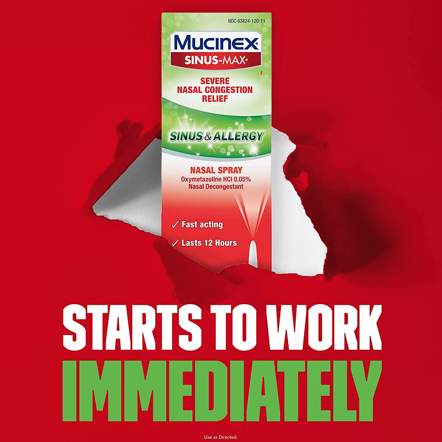 Mucinex Sinus-Max Nasal Spray for Sinus & Allergy, Fast-Acting & Fragrance Free, 12 Hour Severe Nasal Congestion Relief, 0.75 Fl Oz (Pack of 3)
