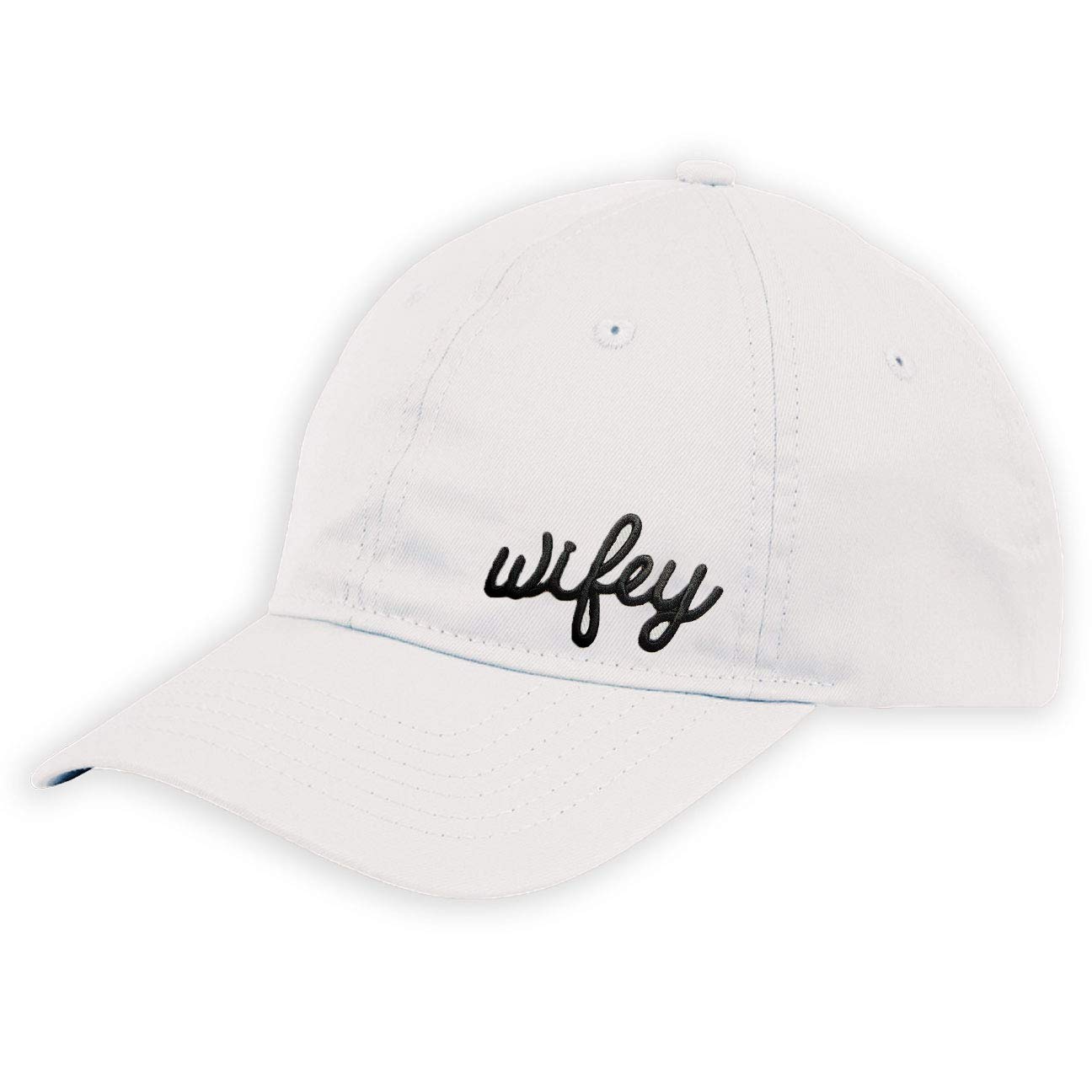 ModParty Wifey Hat | Bride Baseball Cap | White Cap with Embroidered Patch | Honeymoon Wedding Gift Idea | Adjustable Buckle Women’s Hat